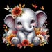 19 Elephant With Flowers Clipart, Baby Elephant PNG, Floral Elephant ...