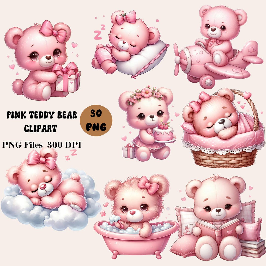 30 Sleepy Teddy Bear Clipart, Pink Teddy Bear PNG, Teddy Bear Clipart ...