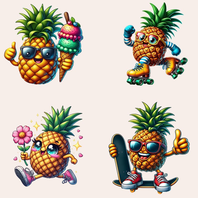 22 Funny Pineapple Clipart, Cute Pineapple Clipart, Funny Summer Fruits ...