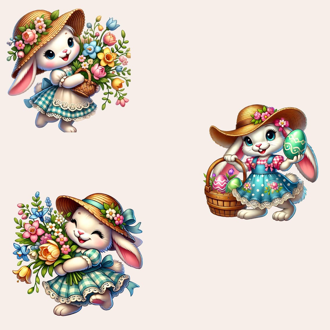 22 Easter Bunny Clipart, Spring Bunny Clipart, Cute Easter Bunny Bundle ...