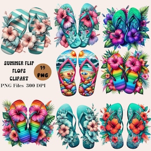 16 Summer Flip Flops Clipart, Flip Flops PNG Bundle, Floral Flip Flops ...