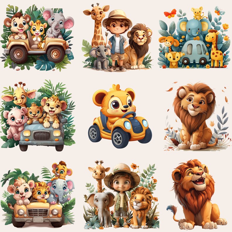50 Jungle Animals Clipart Bundle, Safari Animals PNG, Animals in Jungle ...