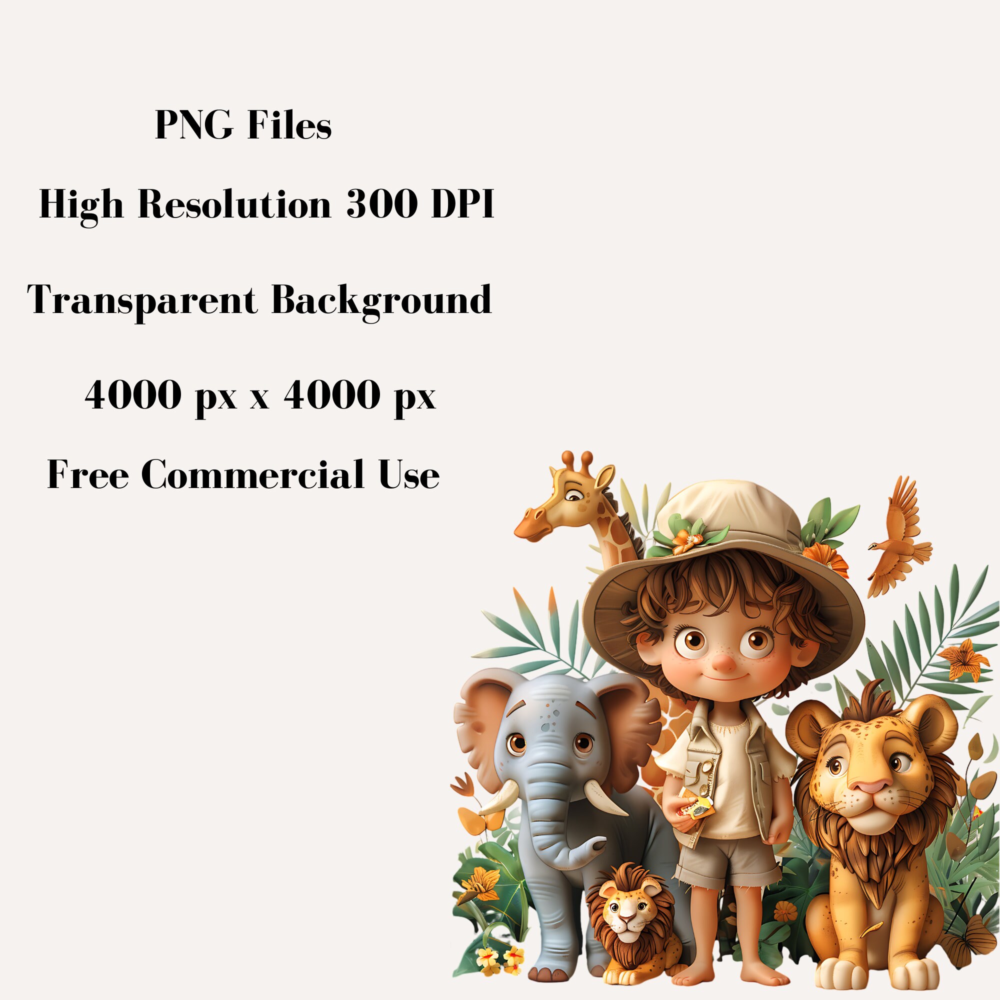 70 Jungle Animals Clipart, Cute Jungle Animals PNG, Baby Safari Animals ...