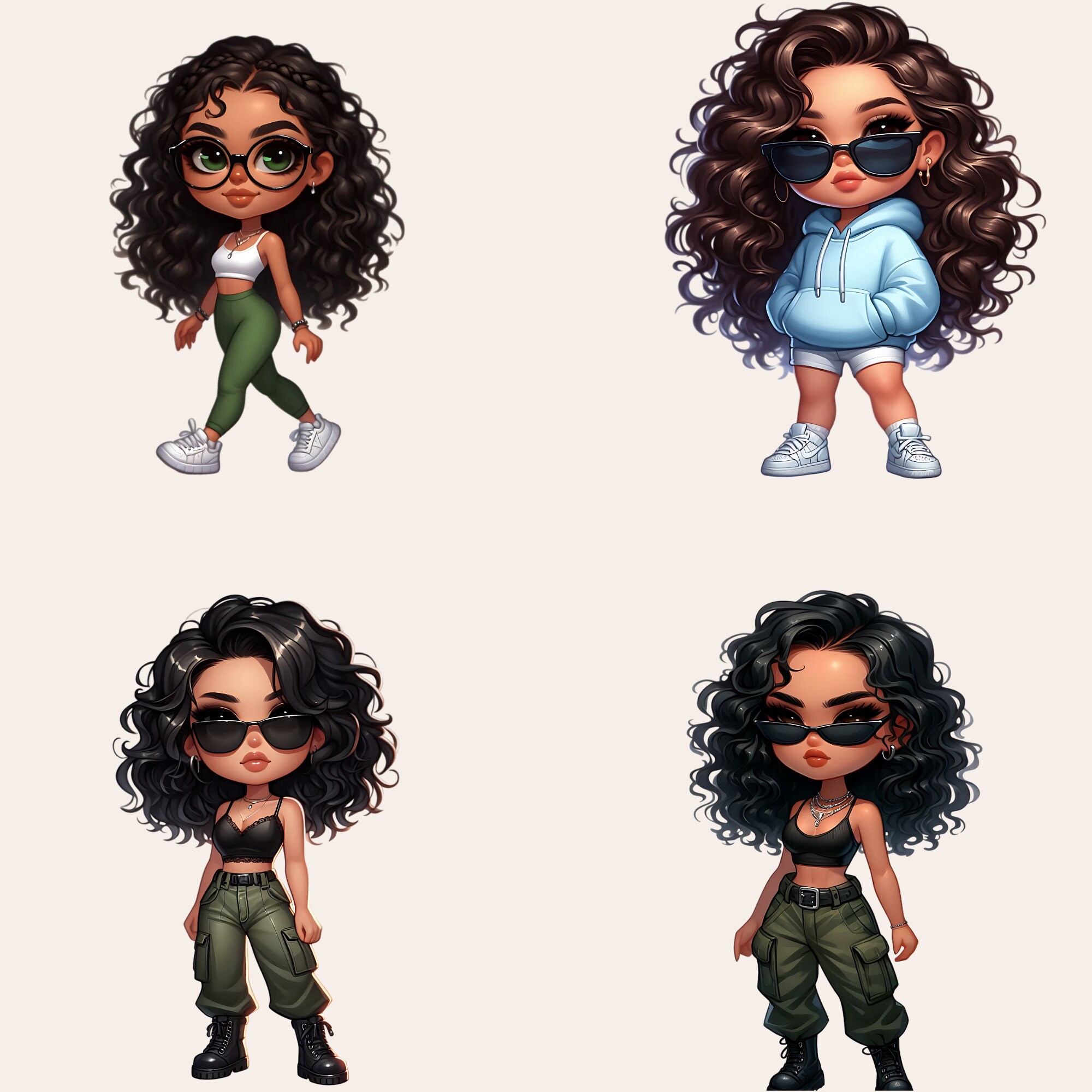 37 Black Chibi Girl Clipart, Cute Chibi PNG, Hispanic Chibi Girl ...