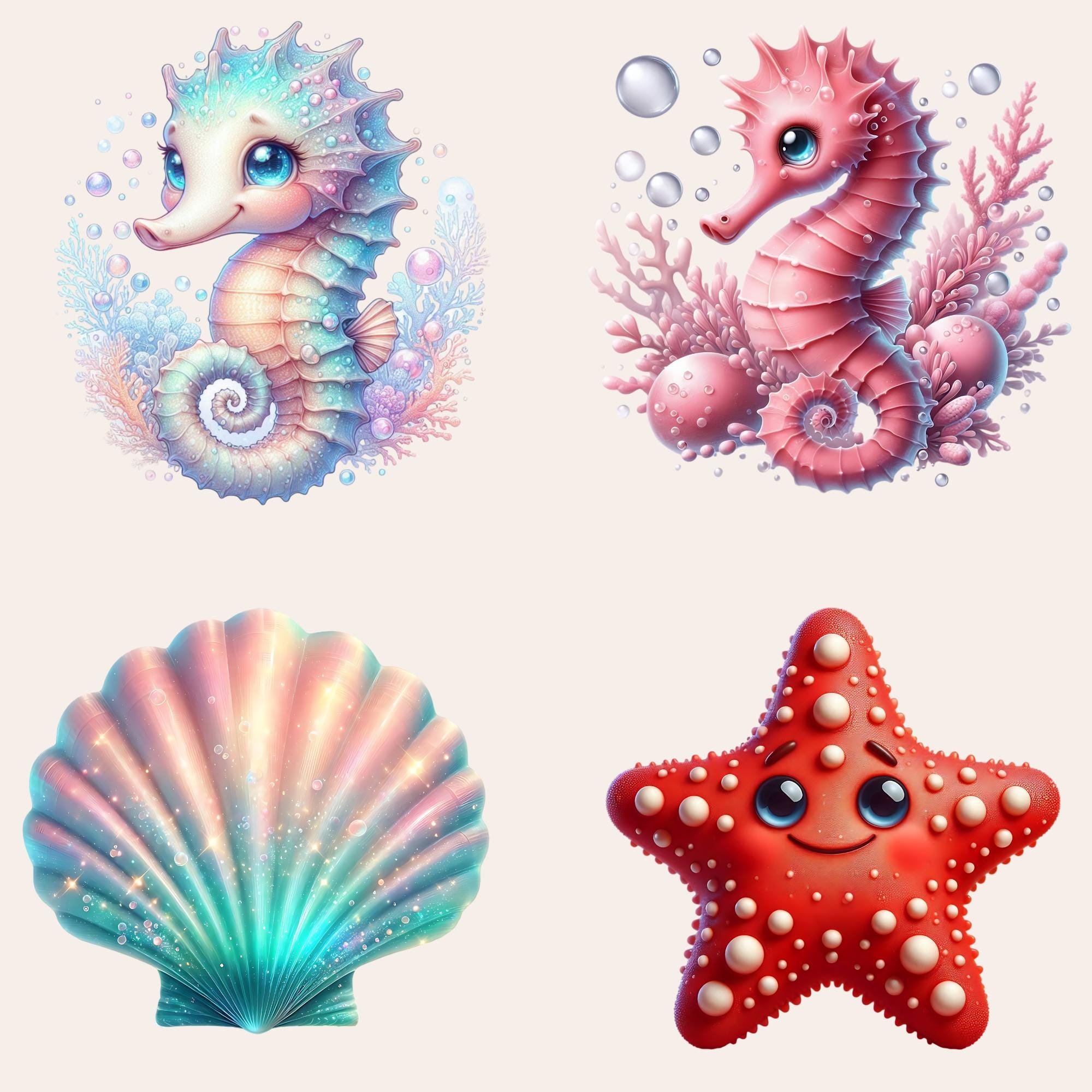 25 Cute Sea Animals Clipart, Ocean Animals Clipart, Under the Sean ...
