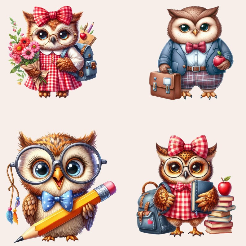 21 Back to School Owl Clipart, Cute School Owl Clipart, Educational Owl ...