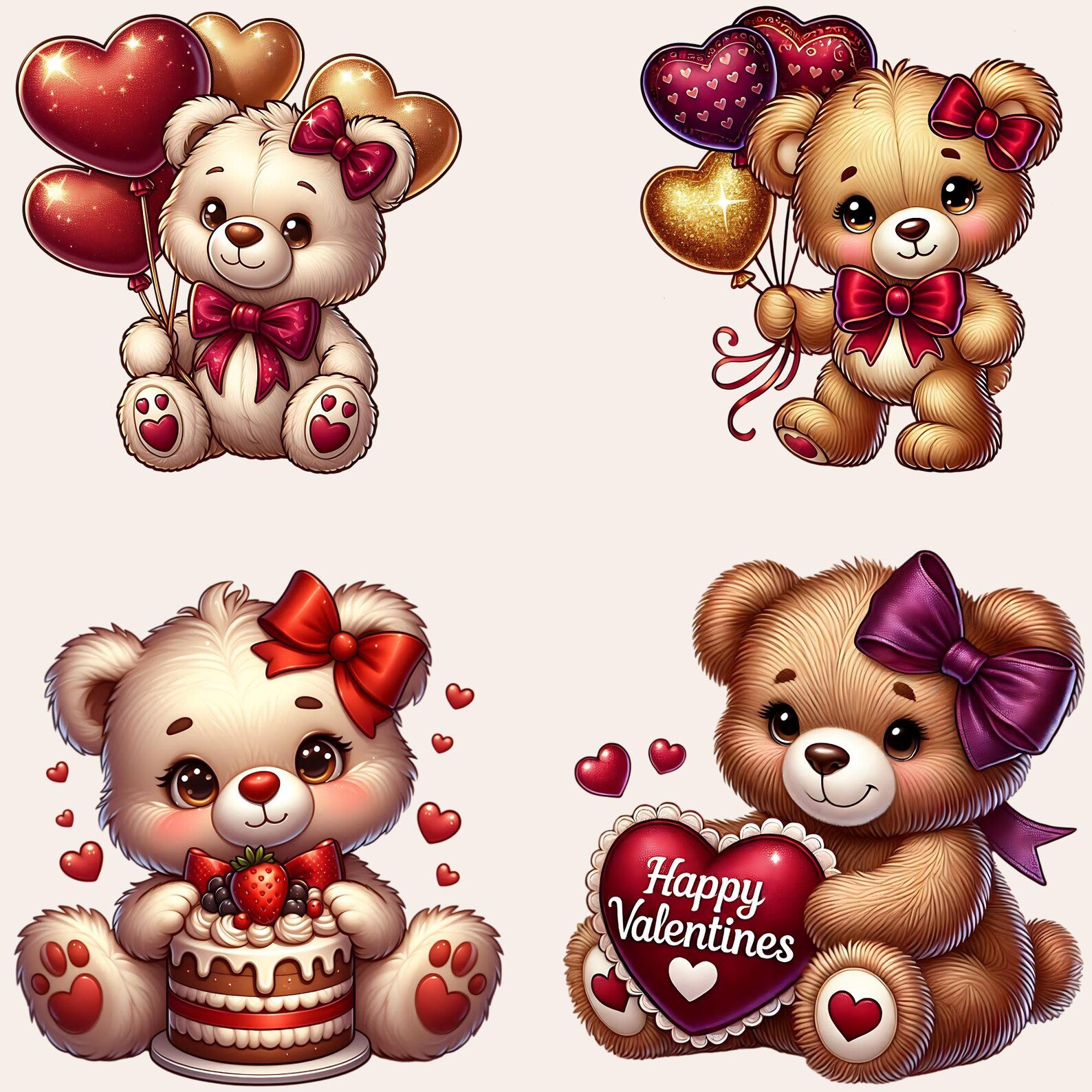 21 Valentines Teddy Bear Clipart, Valentine's Day Clipart, Love Bears ...