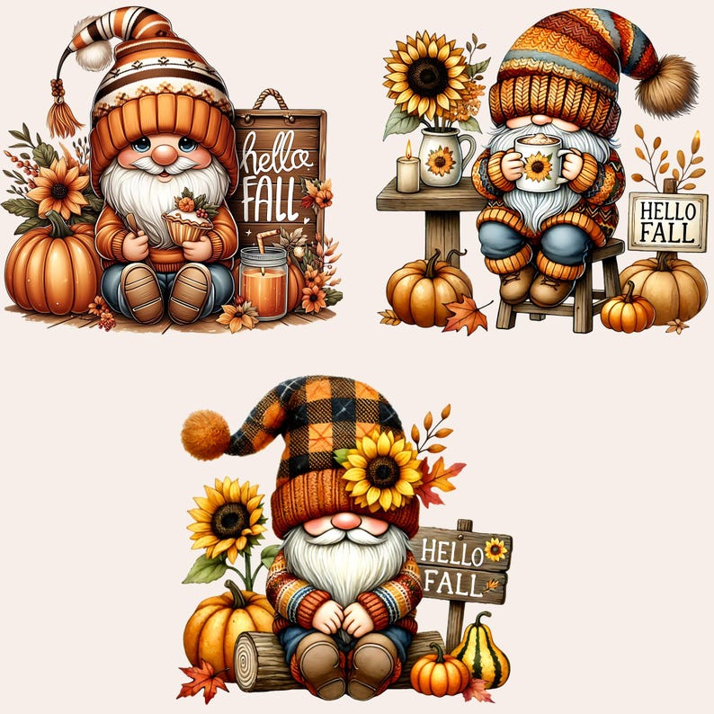 21 Hello Fall Gnome Clipart, Fall Gnome PNG, Autumn Gnome Clipart ...