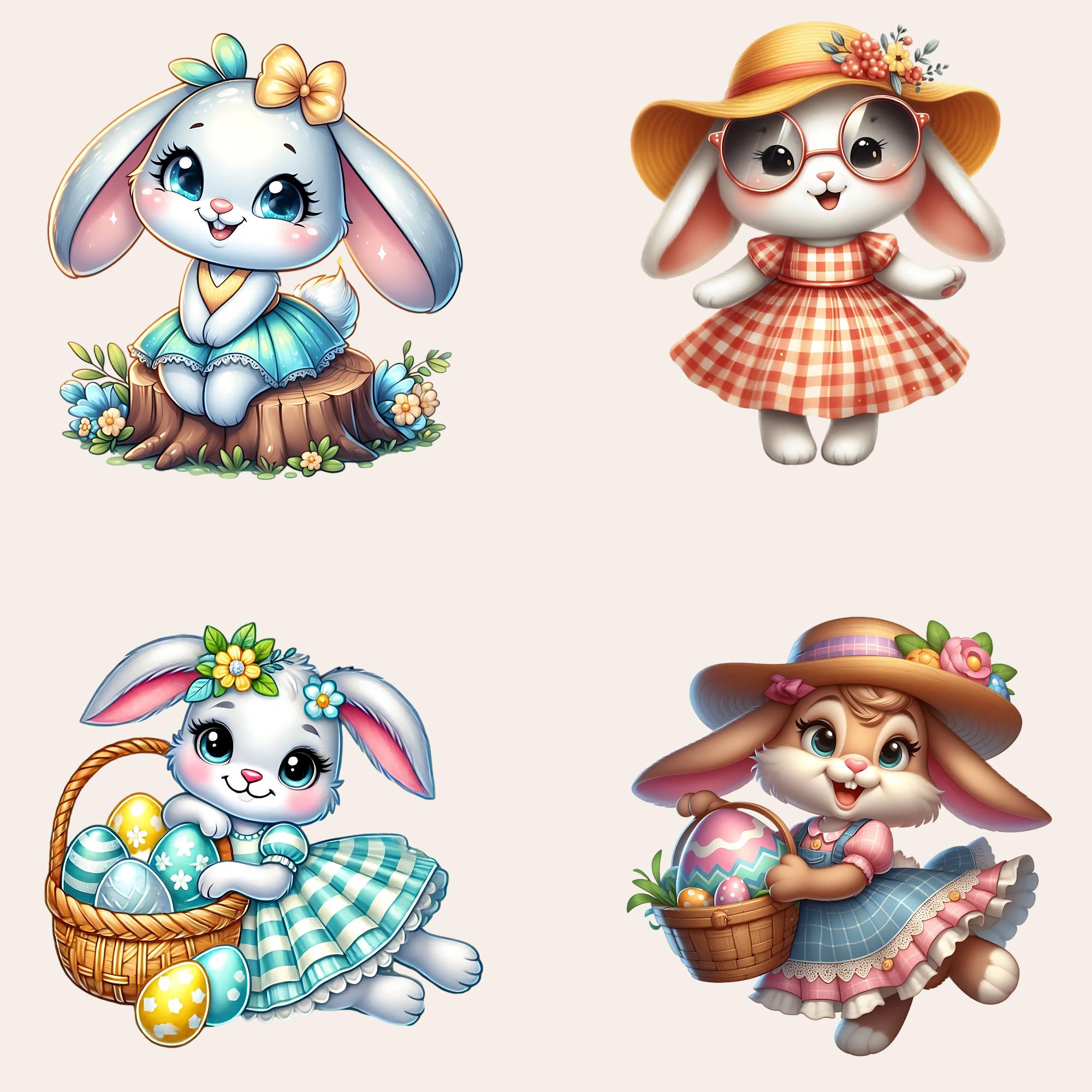 22 Easter Bunny Clipart, Spring Bunny Clipart, Cute Easter Bunny Bundle ...