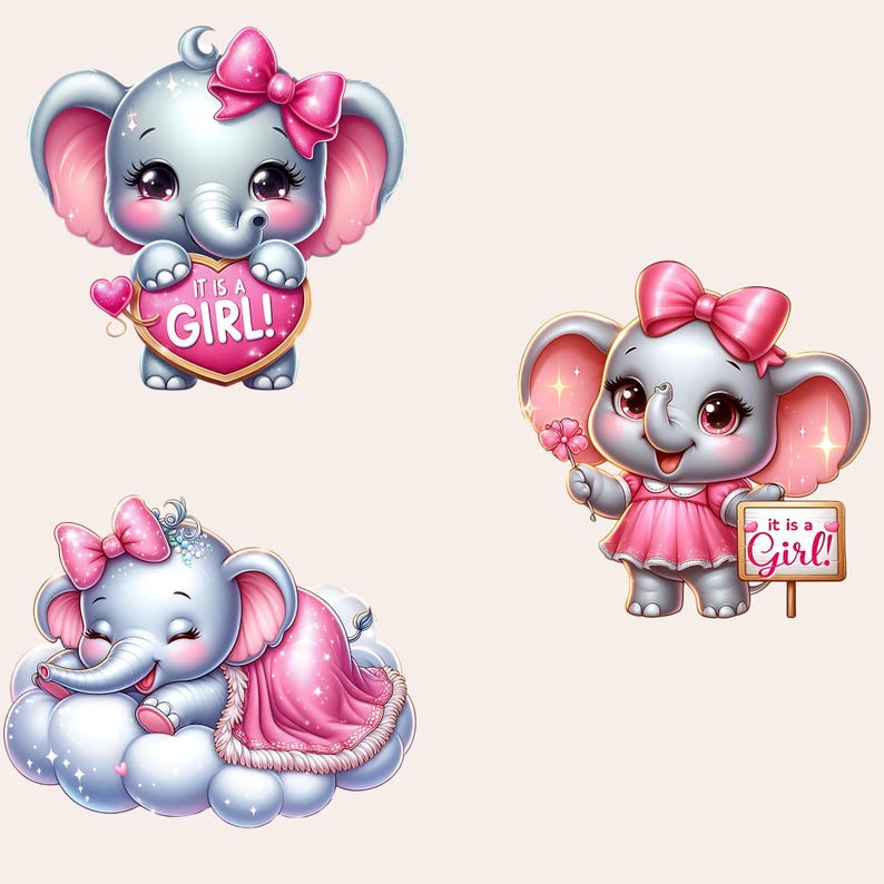 14 Pink Baby Elephant Clipart, Baby Elephant PNG, Elephant Girl Clipart ...