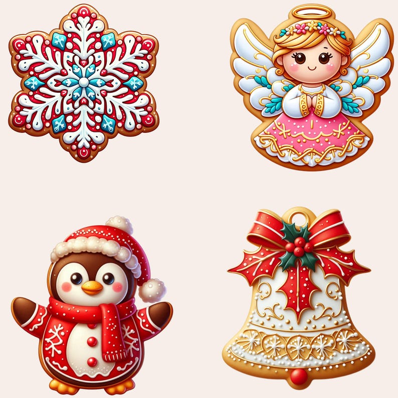 24 Gingerbread Christmas Cookies Clipart, Gingerbread Man Clipart ...