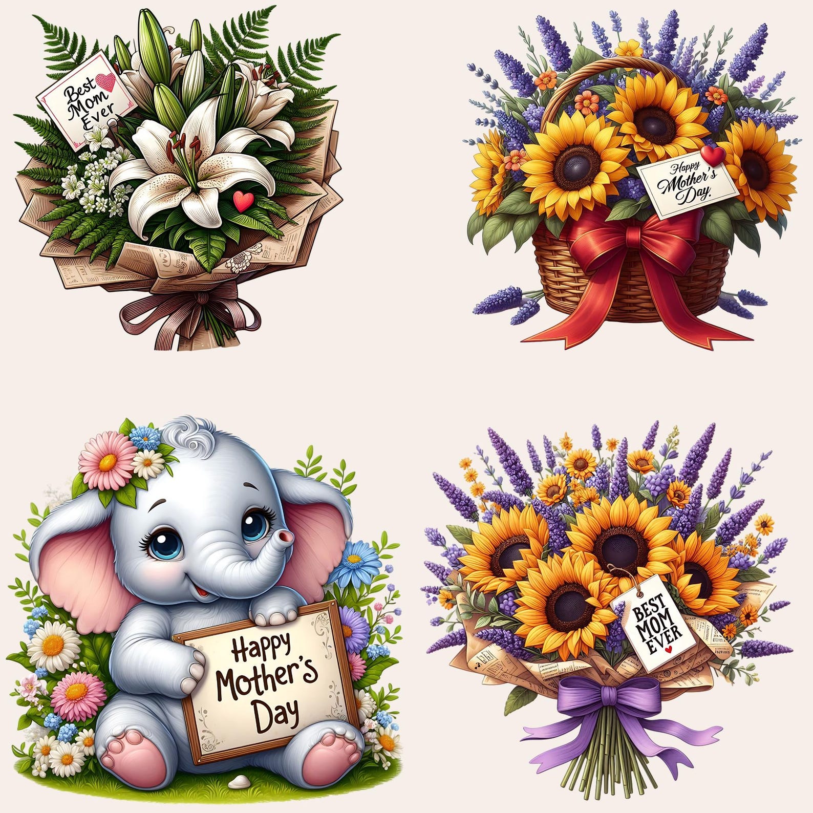 20 Mother's Day Clipart Bundle, Best Mom Ever Clipart, Mother's Day ...