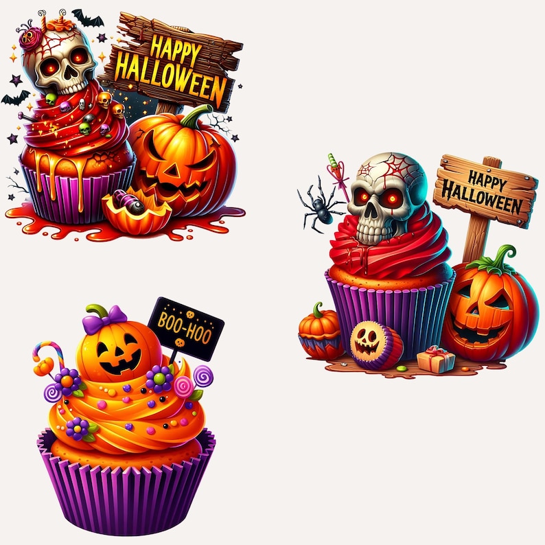 17 Halloween Cupcakes Clipart, Happy Halloween PNG, Sweet Spooky ...