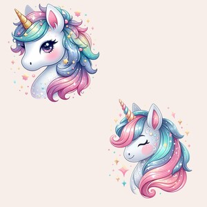 12 Unicorn Head Clipart Bundle, Rainbow Unicorn Clipart, Cute Unicorn ...