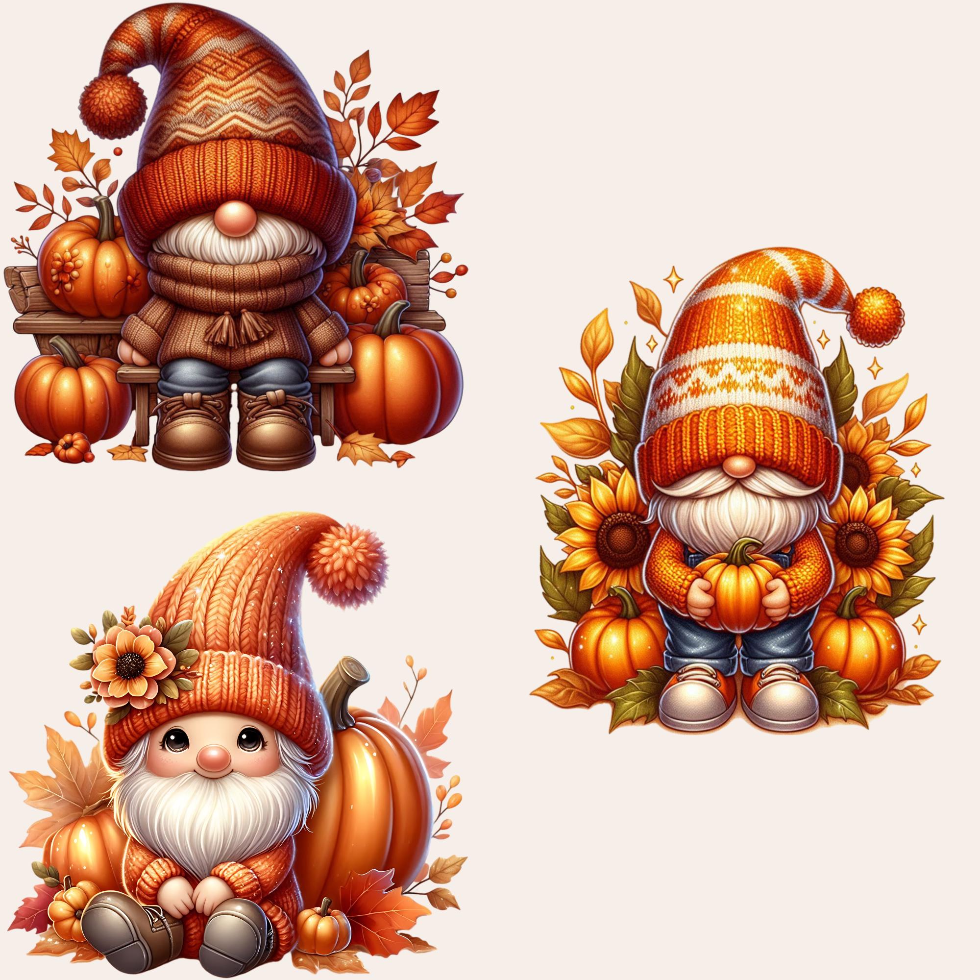 16 Fall Gnome Clipart, Pumpkin Gnome Clipart, Autumn Gnome PNG, Pumpkin ...
