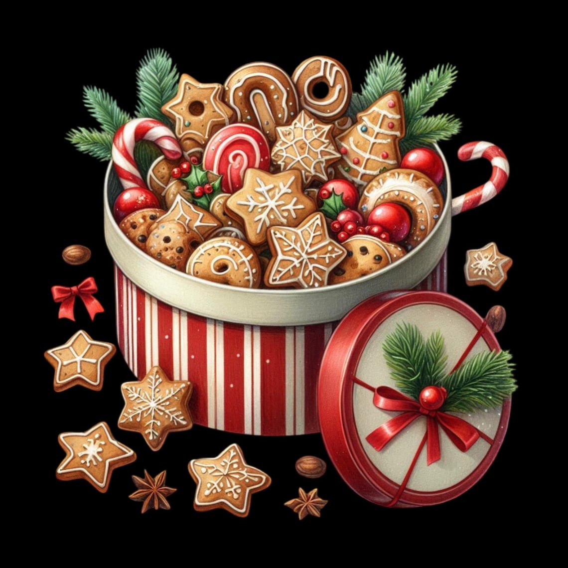 15 Christmas Cookies Clipart, Christmas Cookies Box PNG, Cute Christmas ...