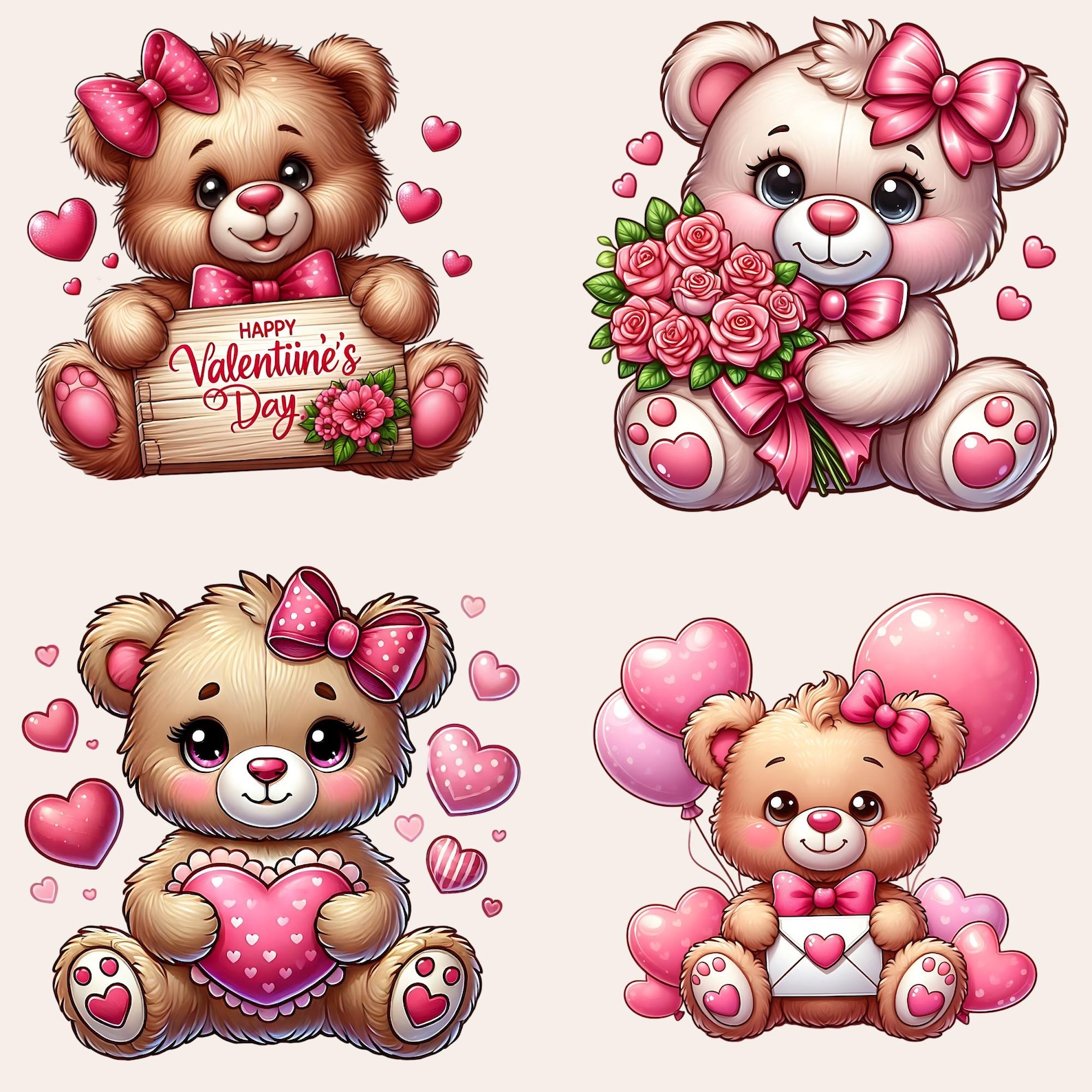 21 Valentine's Teddy Bear Clipart, Pink Valentines Tedy Bear PNG, Love ...