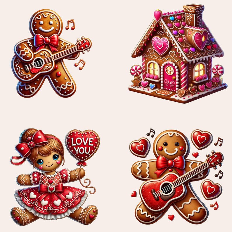 21 Valentines Gingerbread Clipart, Sweet Valentines Gingerbread ...