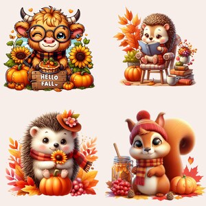 30 Cute Fall Animals Clipart, Autumn Baby Animals PNG, Fall Woodland ...