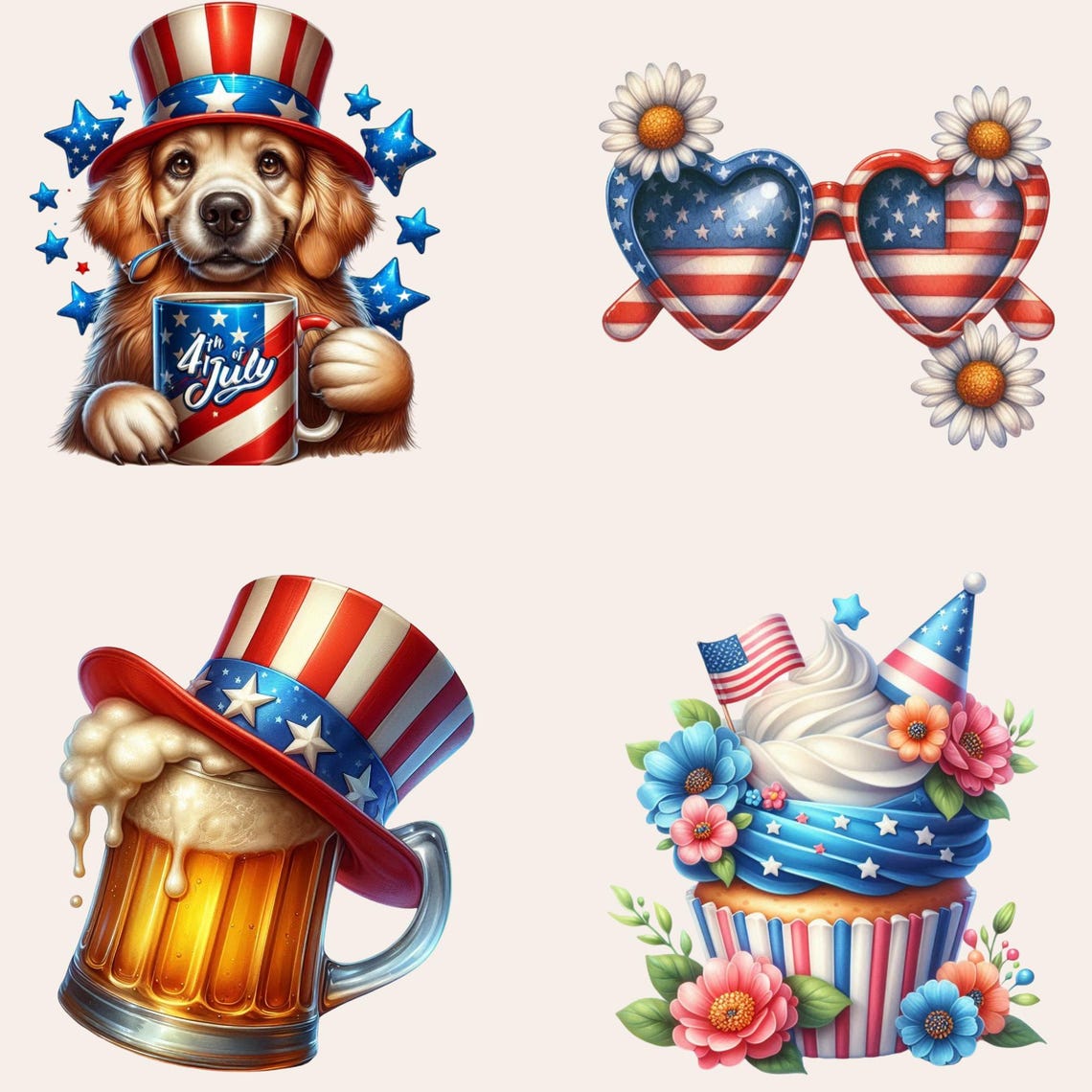 4th July Clipart Bundle, 22 Patriotic Clipart, Patriotic Eagles PNG ...