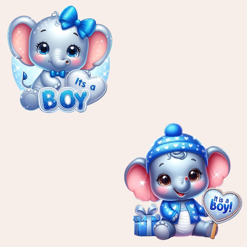 17 Blue Baby Elephant Clipart, Baby Shower Clipart for Boy, Boy ...