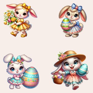 22 Easter Bunny Clipart, Spring Bunny Clipart, Cute Easter Bunny Bundle ...