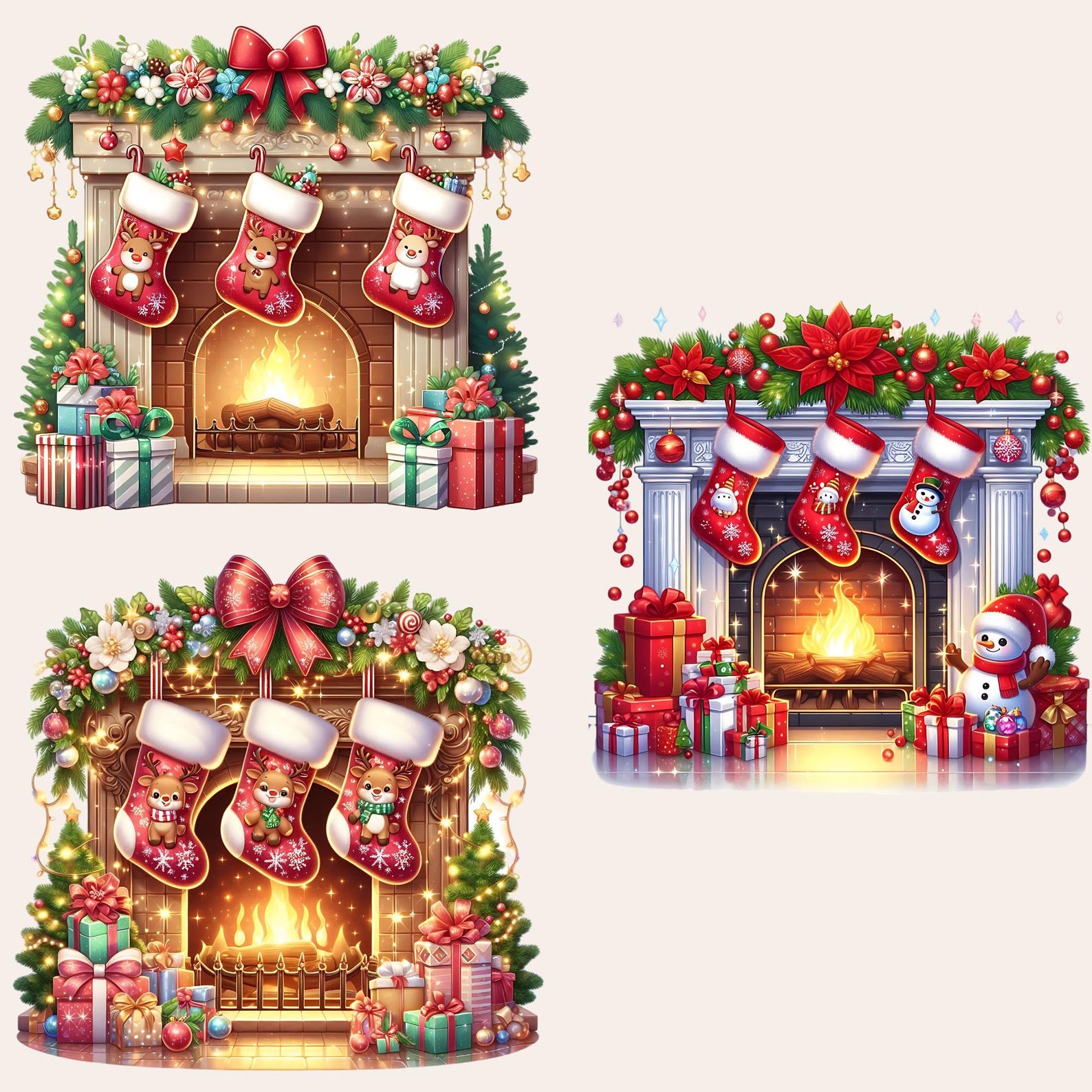 18 Christmas Fireplace Clipart, Christmas Decoration Clipart, Cozy ...