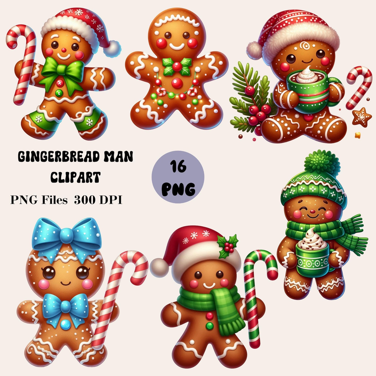 16 Gingerbread Man PNG Bundle, Cute Gingerbread Man Clipart ...