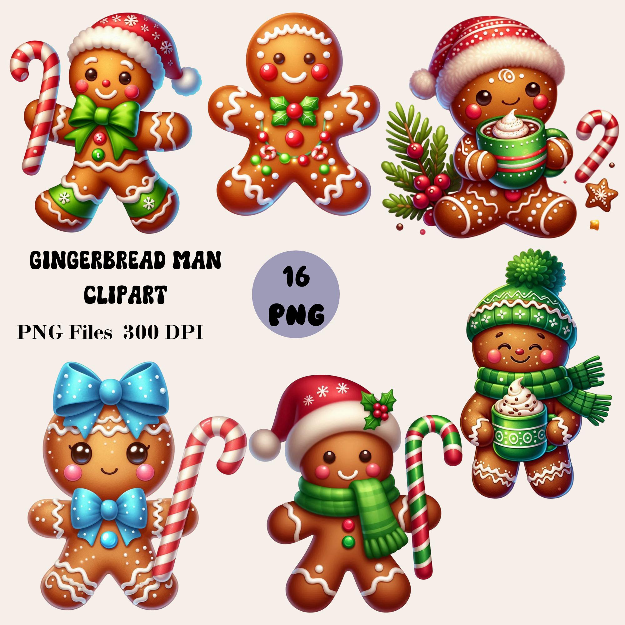 16 Gingerbread Man PNG Bundle, Cute Gingerbread Man Clipart ...