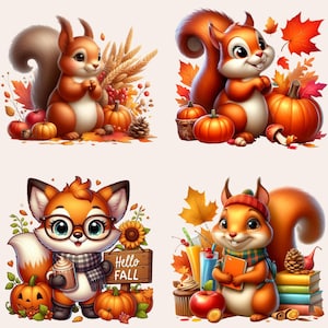 30 Cute Fall Animals Clipart, Autumn Baby Animals PNG, Fall Woodland ...