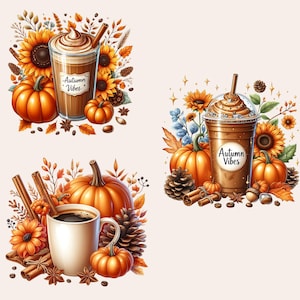 16 Autumn Coffee Clipart, Hello Fall Ice Coffee PNG, Fall Coffee PNG ...
