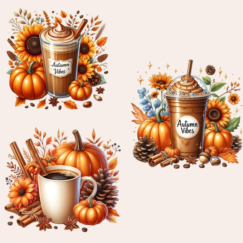 16 Autumn Coffee Clipart, Hello Fall Ice Coffee PNG, Fall Coffee PNG ...