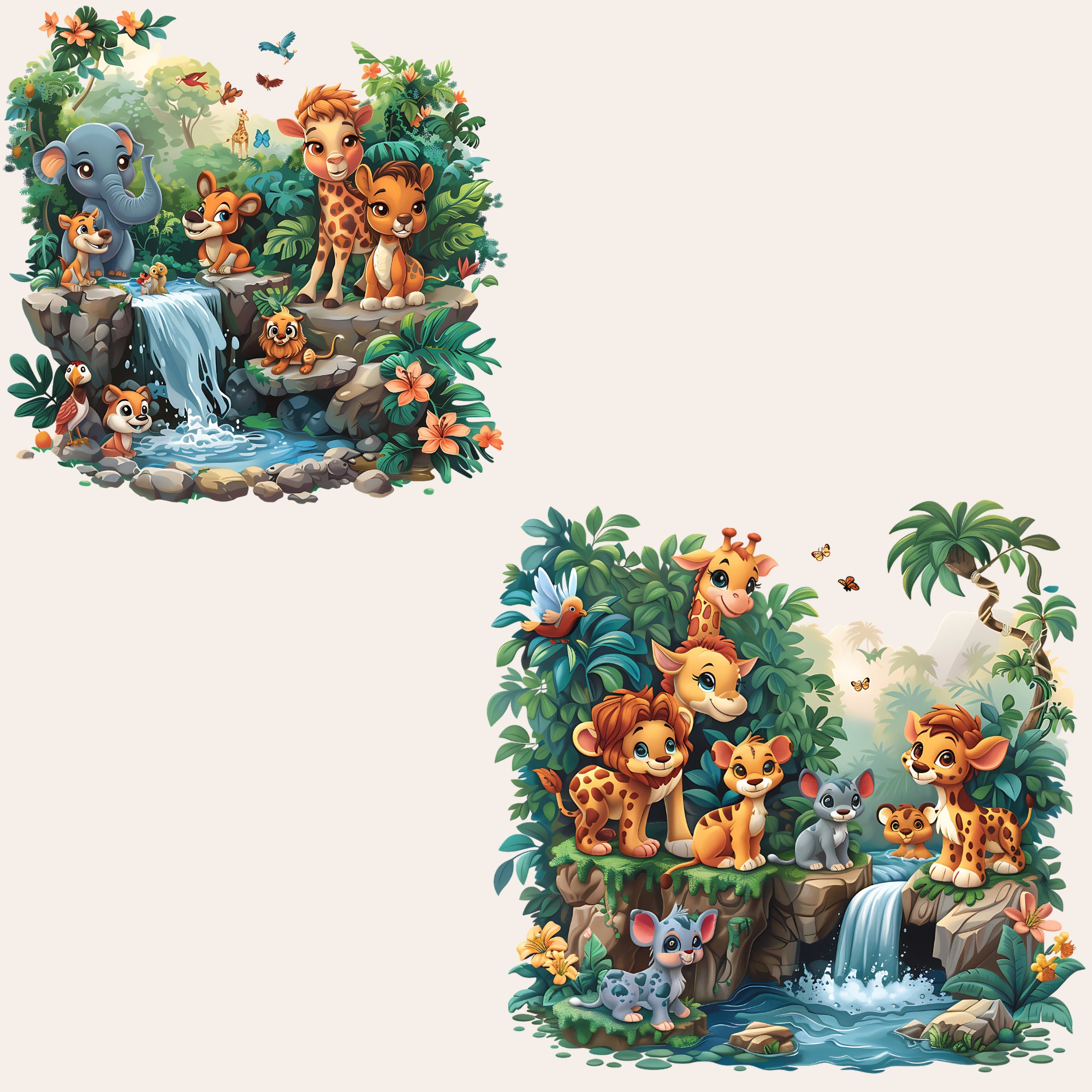 50 Jungle Animals Clipart Bundle, Safari Animals PNG, Animals in Jungle ...