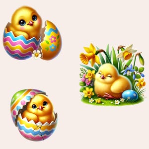 15 Easter Chicks Clipart, Cute Baby Chicks Clipart, Easter Chicks With ...