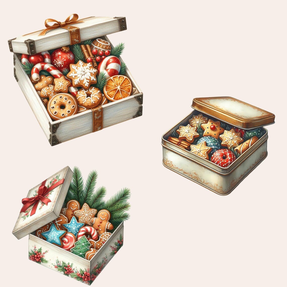 15 Christmas Cookies Clipart, Christmas Cookies Box PNG, Cute Christmas ...