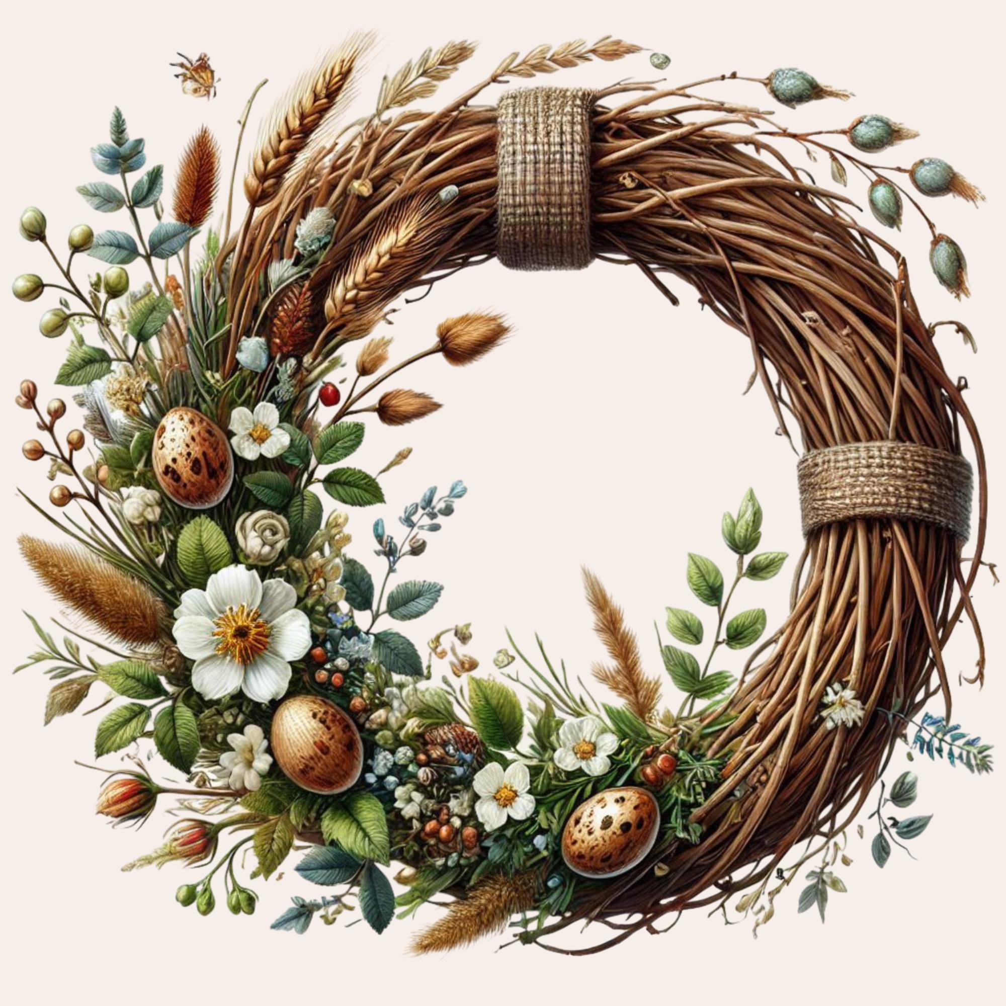 15 Rustic Easter Wreath Clipart, Spring Wreath Clipart, Easter Clipart ...