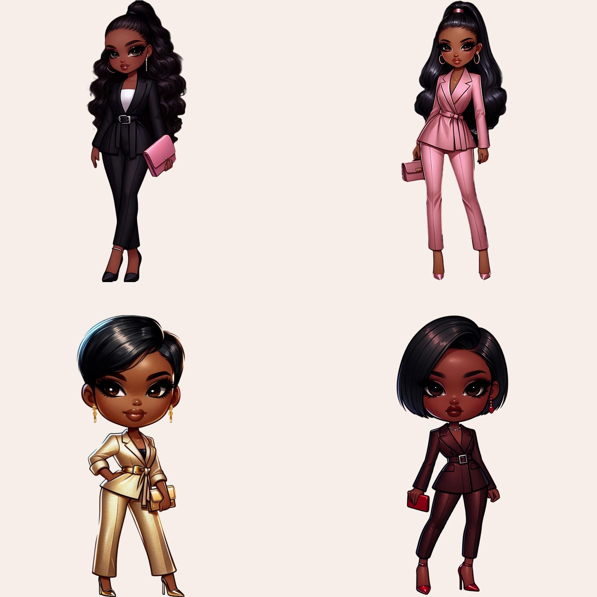 26 Stylish Chibi Girl Clipart, Black Chibi Girl Clipart, Chibi Girl PNG ...