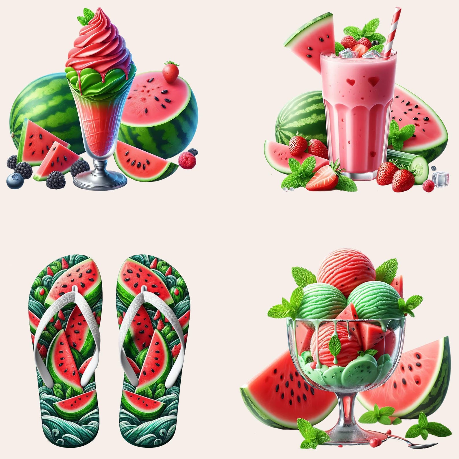15 Summer Watermelon Clipart, Watermelon PNG Bundle, Summer Fruits ...