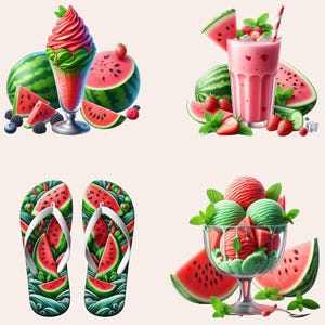 15 Summer Watermelon Clipart, Watermelon PNG Bundle, Summer Fruits ...