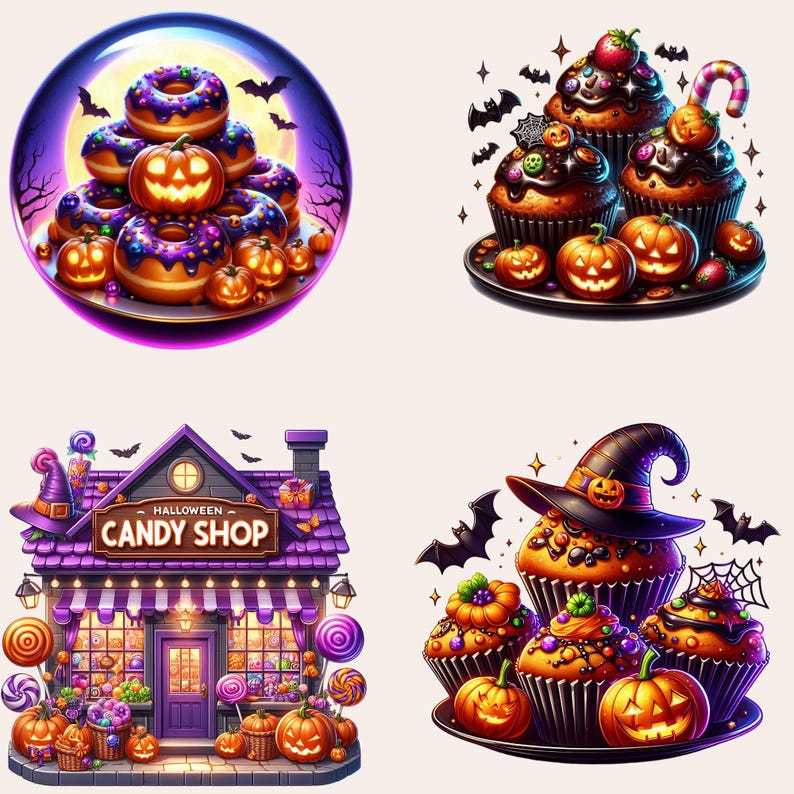 23 Halloween Candy Clipart Bundle, Halloween Candy Shop PNG, Halloween ...