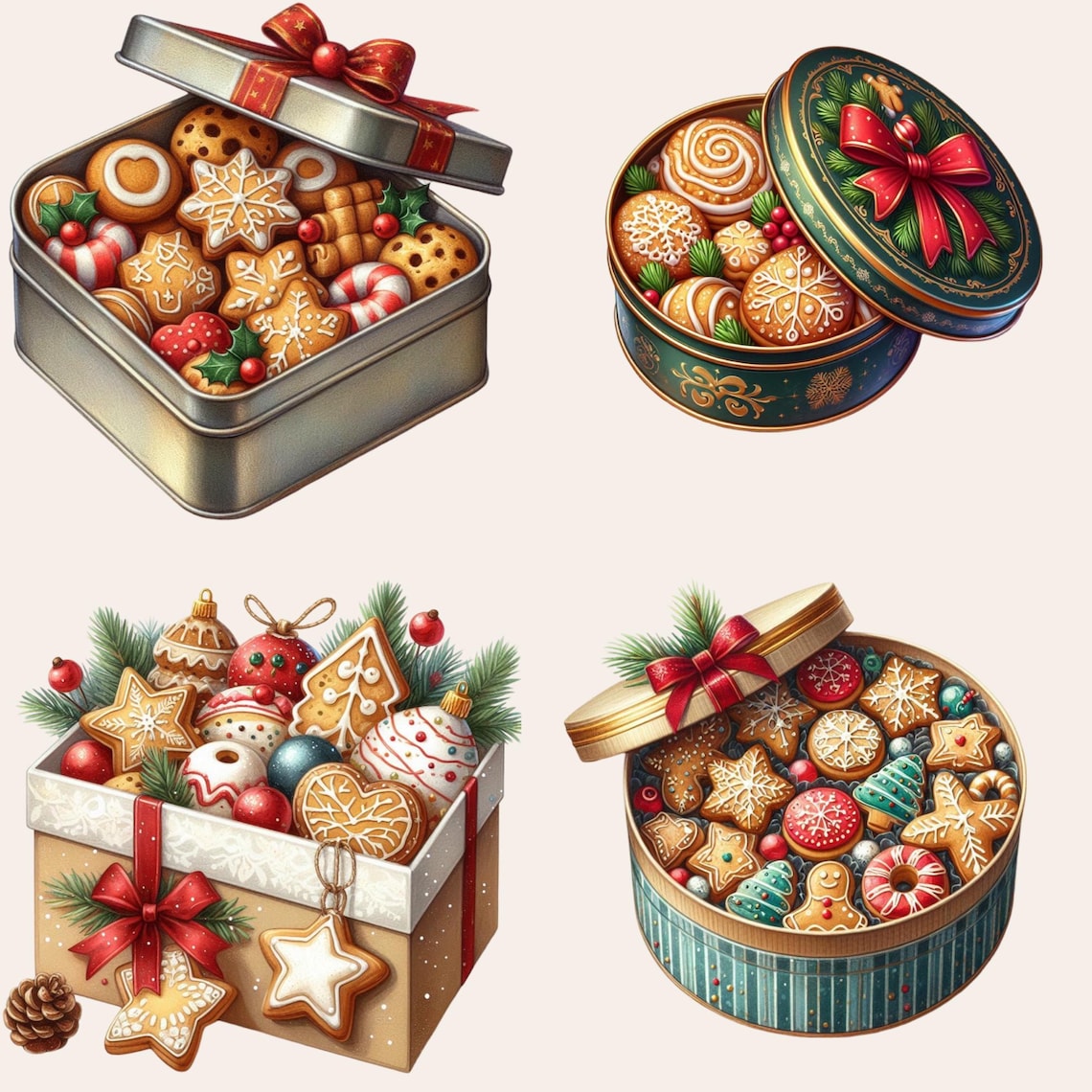 15 Christmas Cookies Clipart, Christmas Cookies Box PNG, Cute Christmas ...