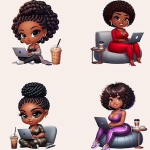 23 Black Chibi Girl Clipart, Working Chibi Girl Clipart, Black Girl ...