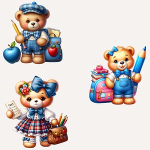 15 Back to School Teddy Bear Clipart, School Bear PNG, Back to School ...