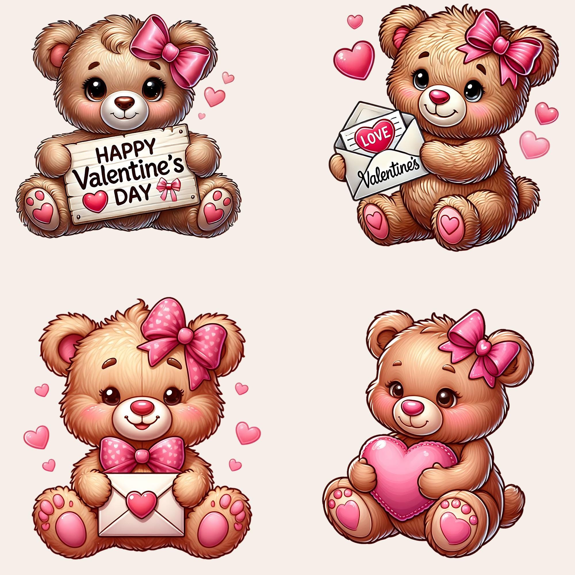21 Valentine's Teddy Bear Clipart, Pink Valentines Tedy Bear PNG, Love ...