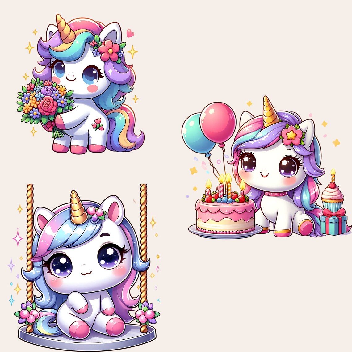 25 Kawaii Unicorn Clipart, Cute Kawaii Unicorn PNG, Baby Unicorn PNG ...