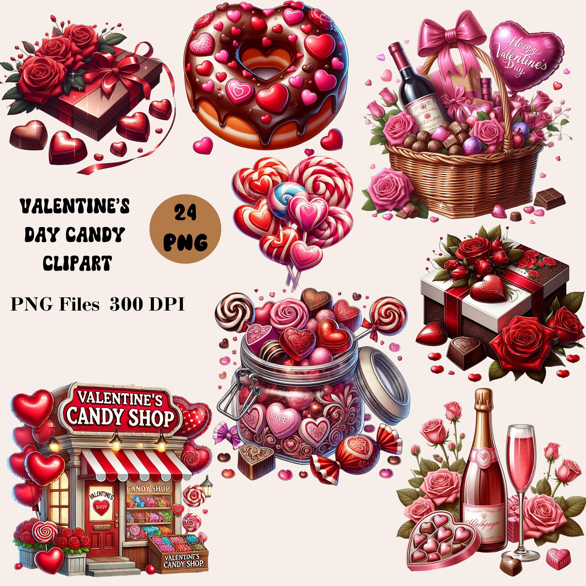 24 Valentine's Day Candy Clipart, Valentines Chocolates Clipart ...