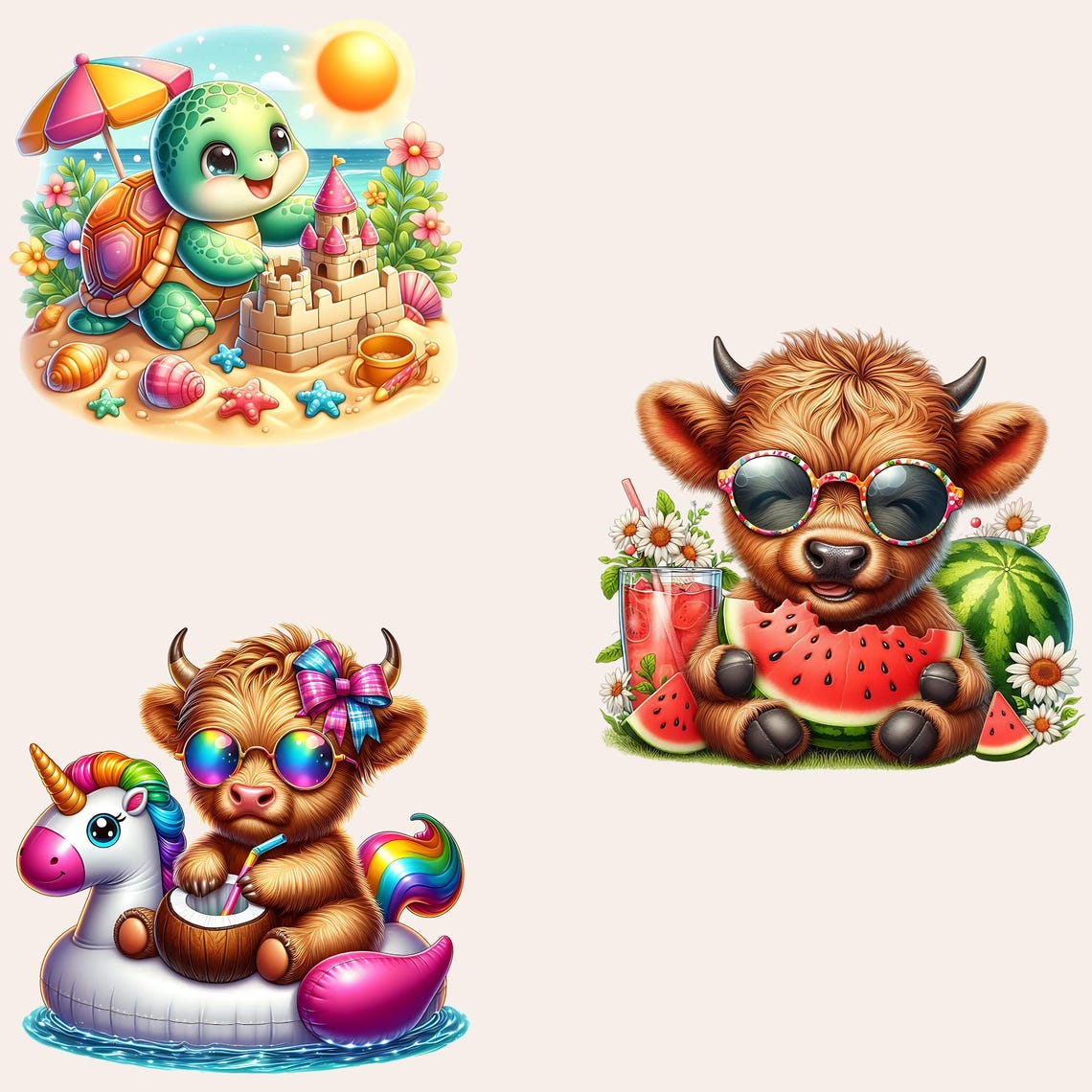 26 Summer Animals Clipart, Summer Beach Animals PNG, Summer Baby ...