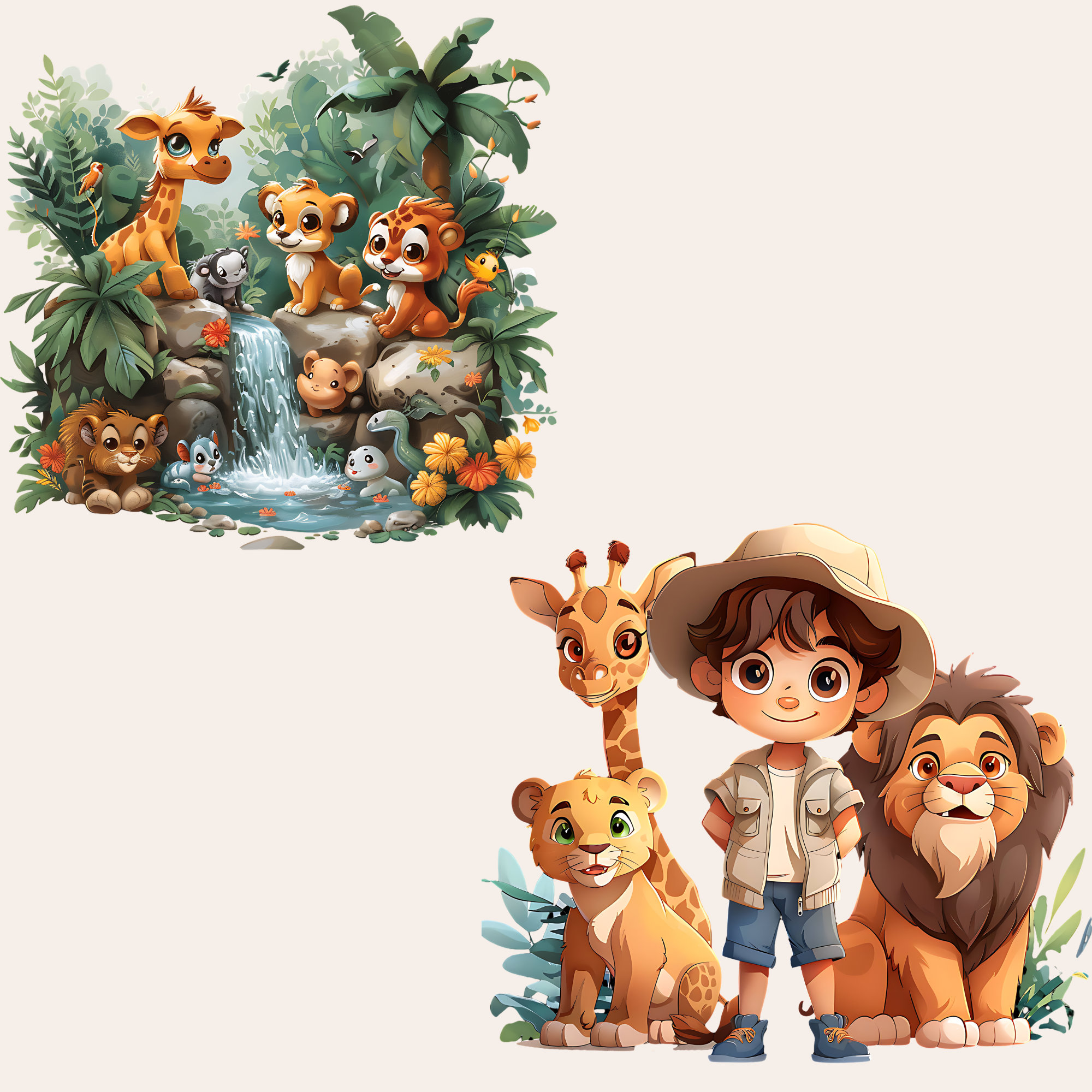 20 Safari Animals Clipart Bundle, Lions Clipart, Safari Animals PNG ...