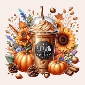 16 Autumn Coffee Clipart, Hello Fall Ice Coffee PNG, Fall Coffee PNG ...