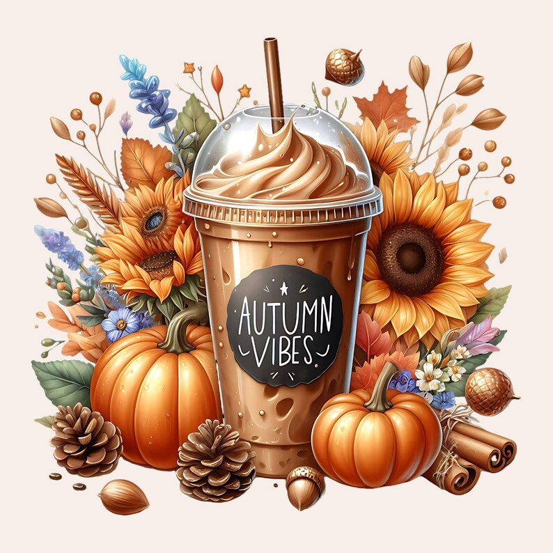 16 Autumn Coffee Clipart, Hello Fall Ice Coffee PNG, Fall Coffee PNG ...